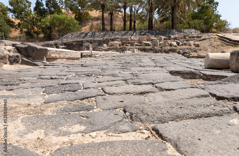 Partially restored ruins of one of the cities of the Decapolis - the ...