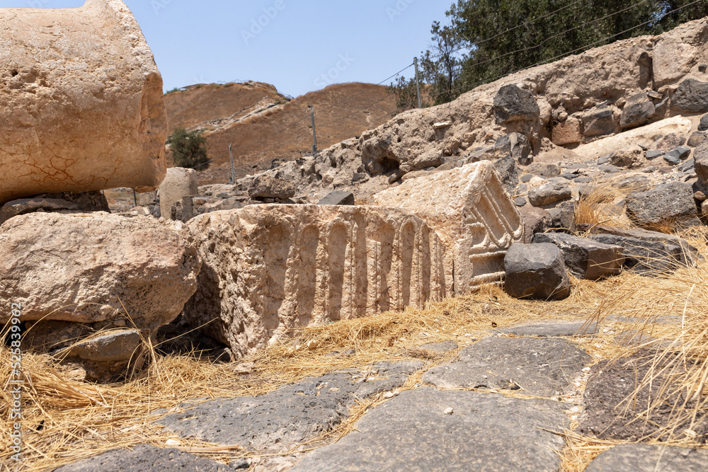 Partially restored ruins of one of the cities of the Decapolis - the ...