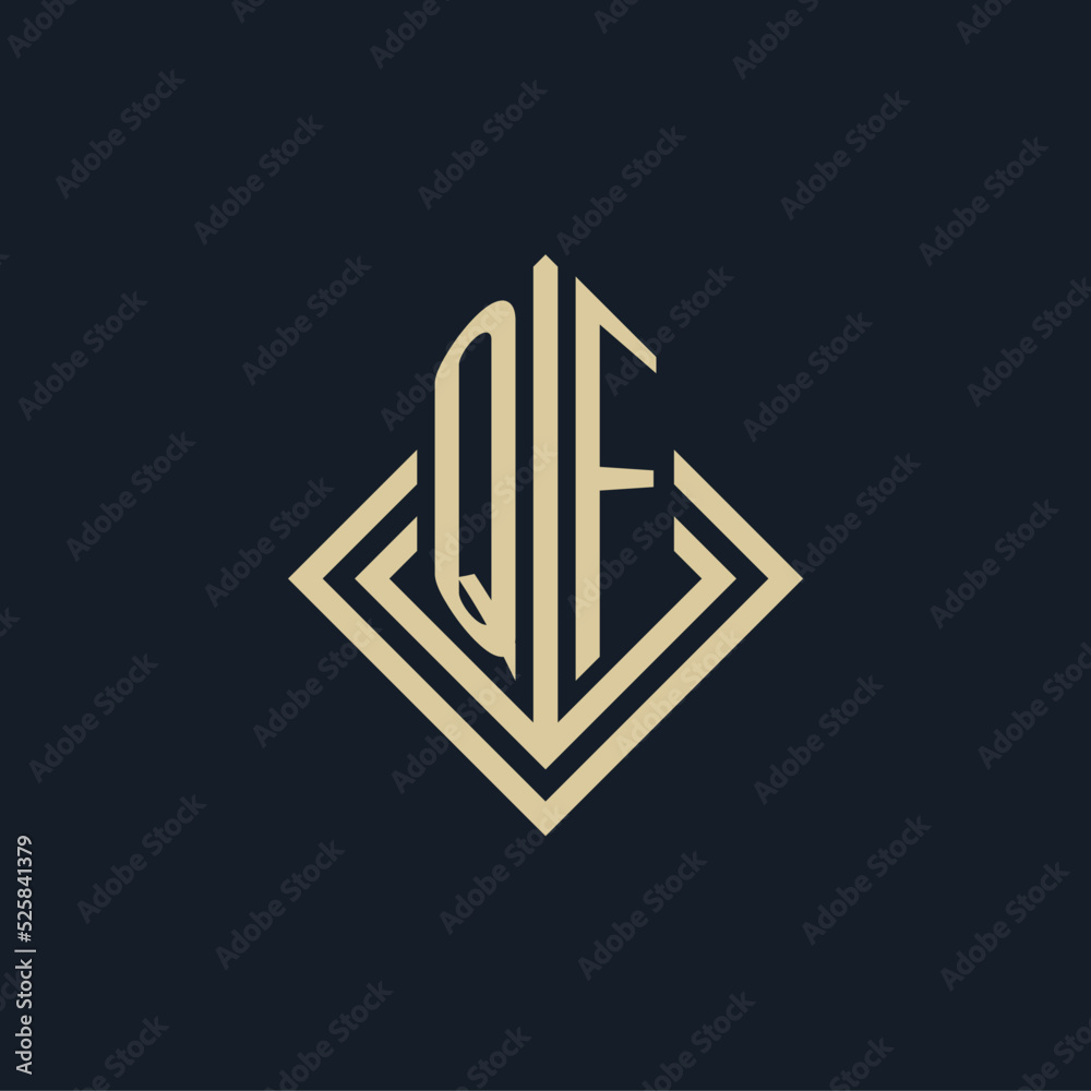 Initials QF logo rhombus lines shape style, luxury modern real estate ...