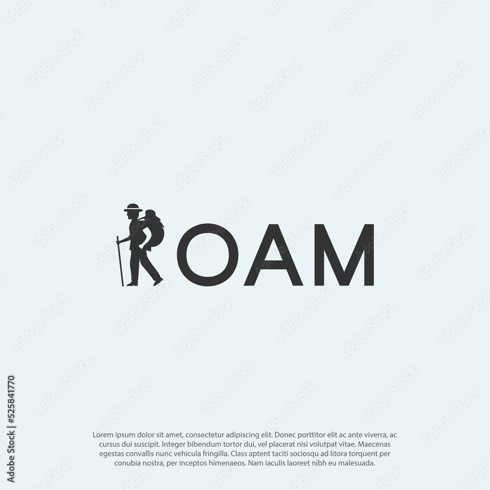Roam logo vector, combining walking man or traveling man shape and ...