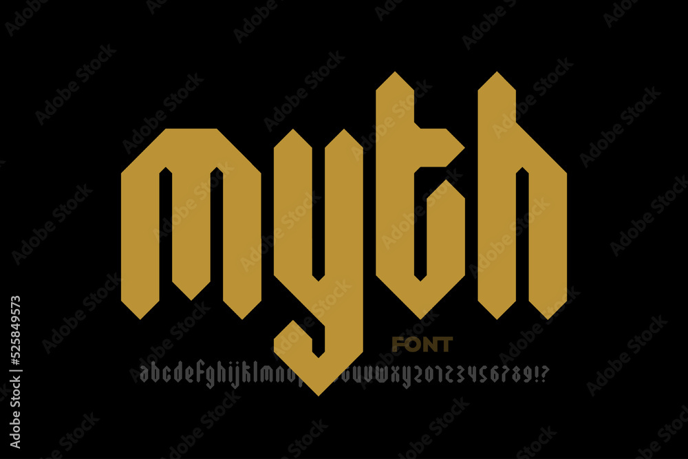 Gothic style modern font design, alphabet letters and numbers vector ...