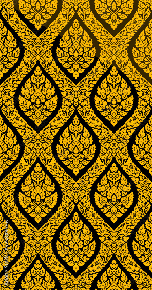 Thai art and asian style luxury banner gold background pattern ...
