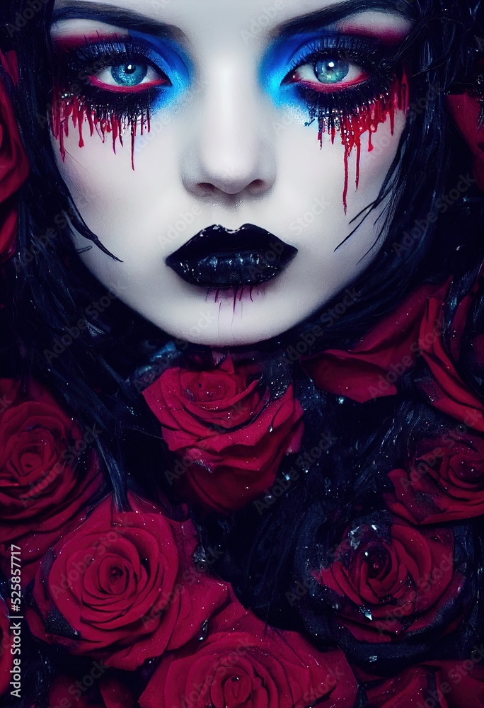 Gothic dystopian horror scene with a gothic fictional woman. Artistic ...