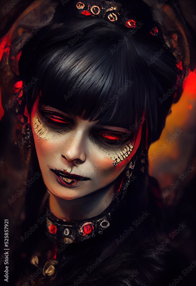 Gothic dystopian horror scene with a gothic fictional woman. Artistic ...