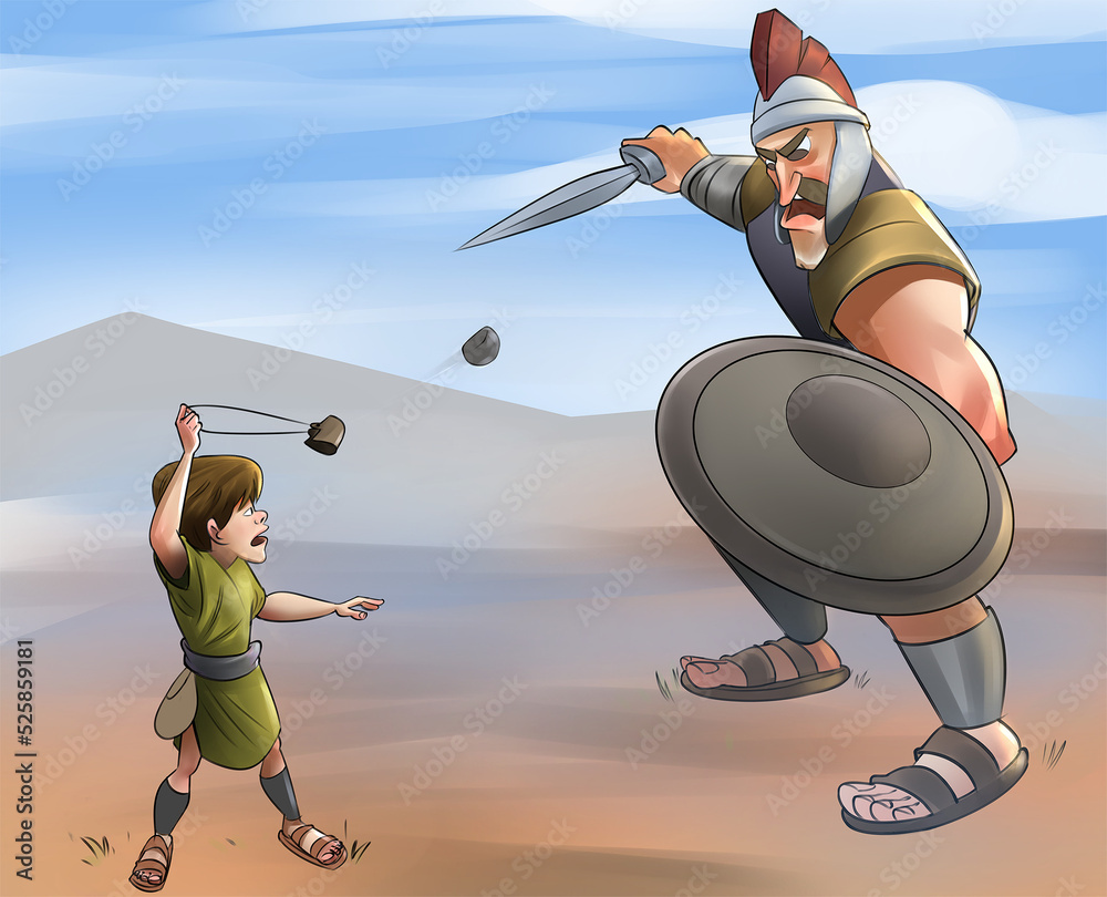 David & Goliath Illustration by Chad Wallace Stock Illustration | Adobe ...