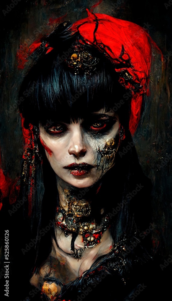 Gothic dystopian horror scene with a gothic fictional woman. Artistic ...