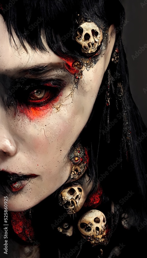 Gothic dystopian horror scene with a gothic fictional woman. Artistic ...