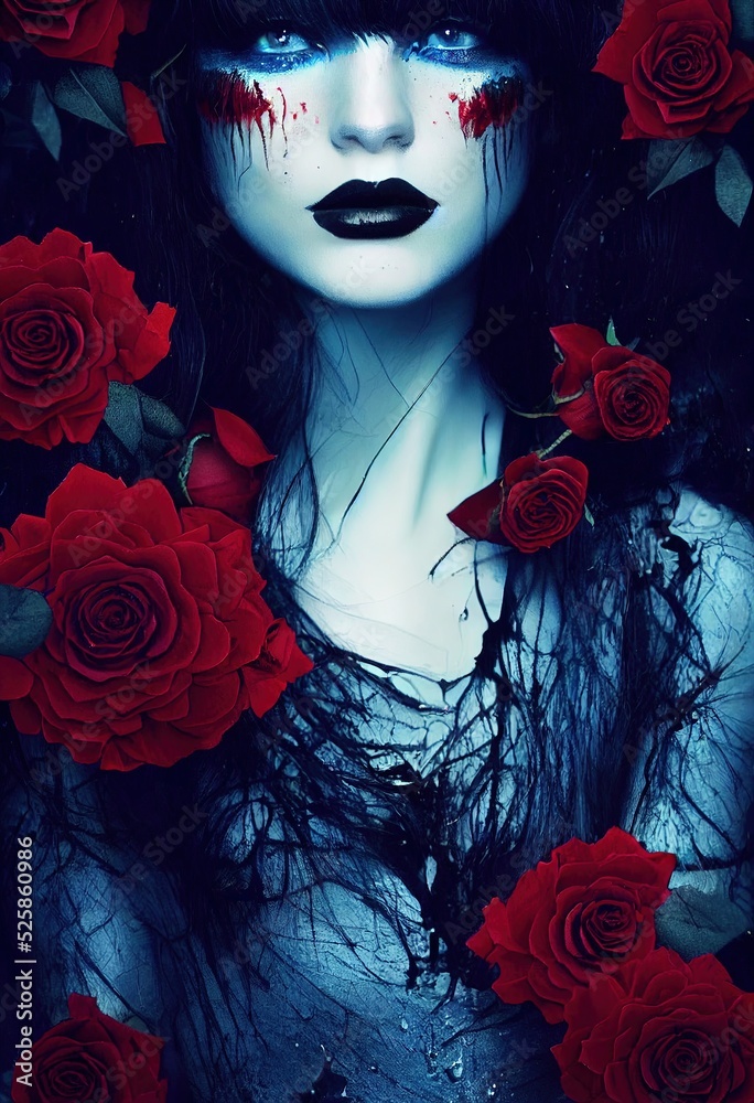 Gothic dystopian horror scene with a gothic fictional woman. Artistic ...