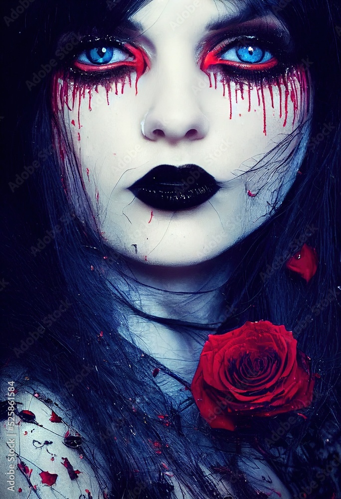 Gothic dystopian horror scene with a gothic fictional woman. Artistic ...