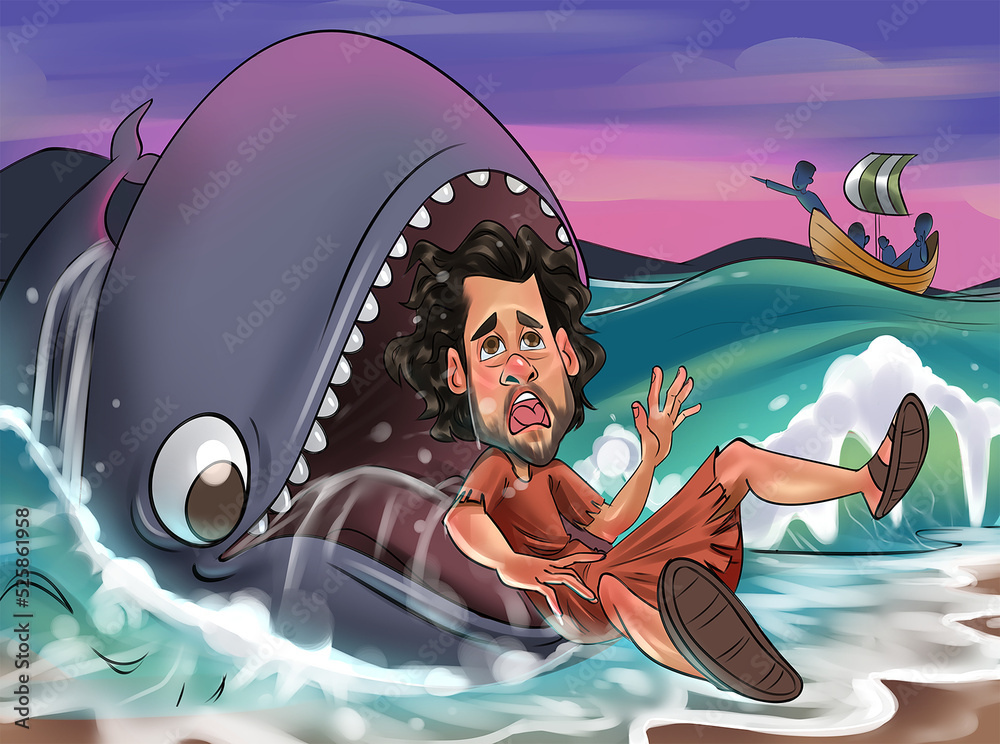 Poster Jonah & the big fish Illustration by Chad Wallace – Wall Art ...