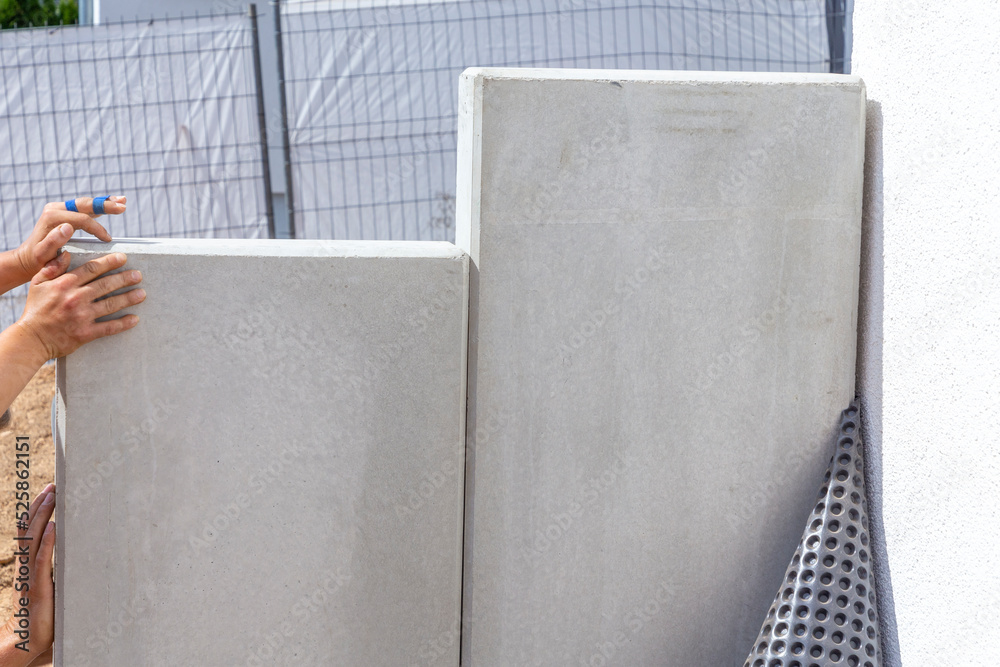 installation of a L-Stone at the concrete bed with contact to the knob ...