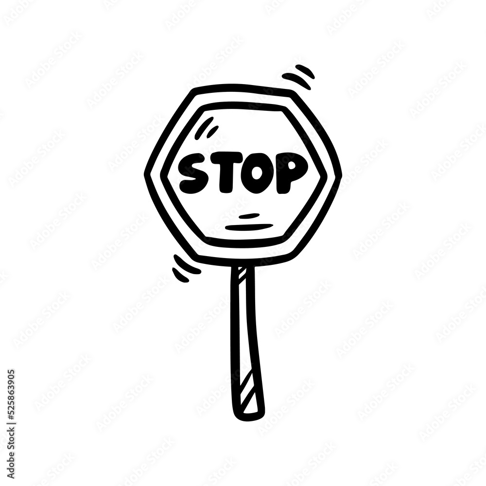cartoon doodle stop sign. road symbol hand drawn icon vector Stock ...