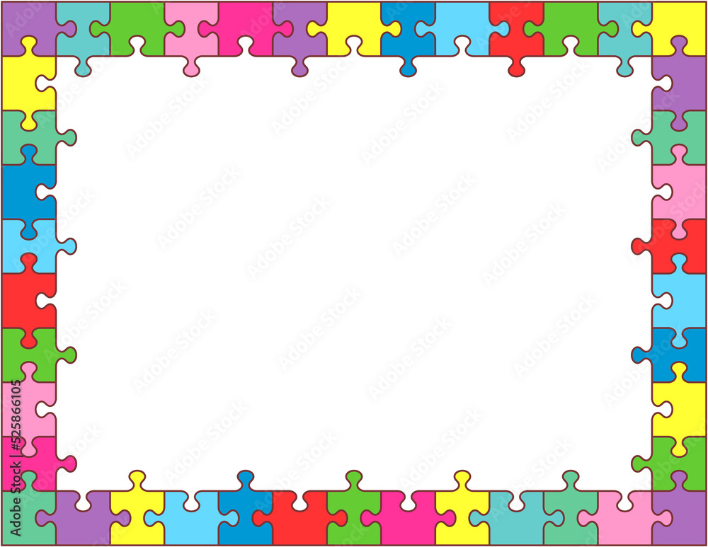 Colorful PNG jigsaw puzzle frame with transparent background Stock ...