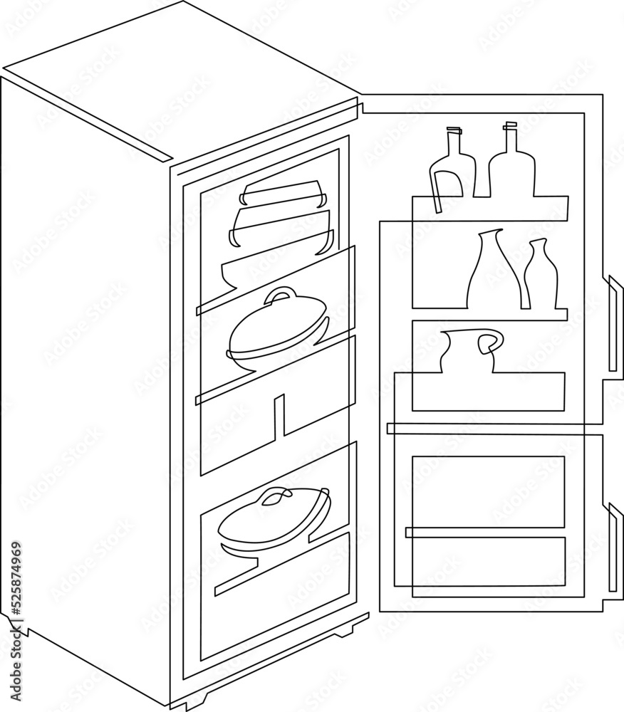 Refrigerator with two doors for food storage. Kitchen electrical ...