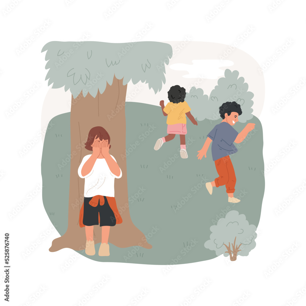 Hide-and-seek isolated cartoon vector illustration. Family plays hide ...