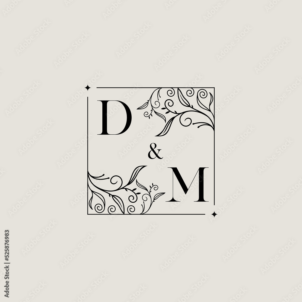 DM floral square wedding initial logo design which is good for branding ...