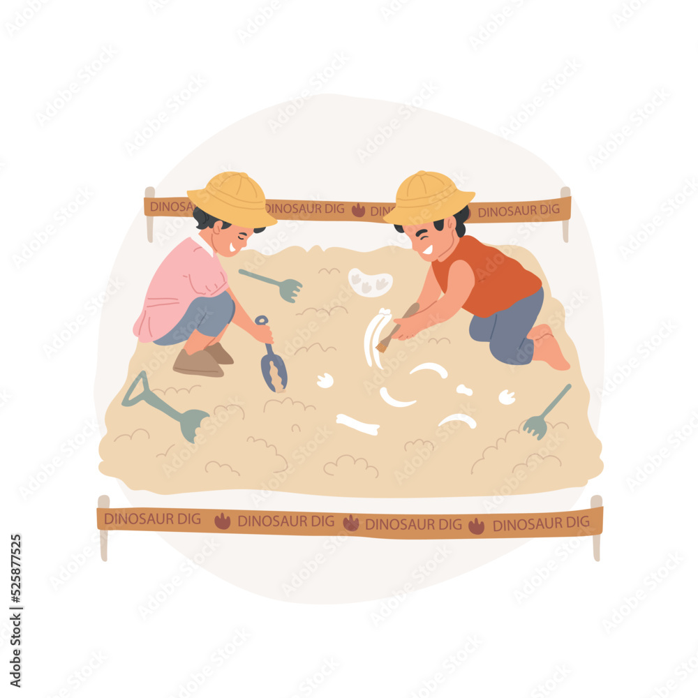 Dinosaur excavation site isolated cartoon vector illustration ...