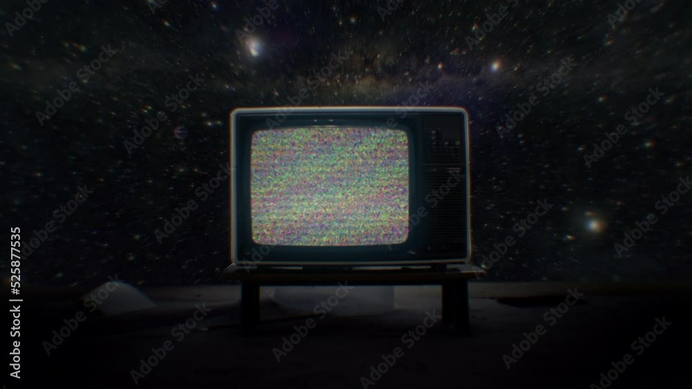 Old TV Starry Space Vintage Style Television Statics Zoom In. Vintage ...