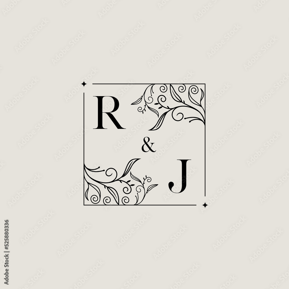 RJ floral square wedding initial logo design which is good for branding ...