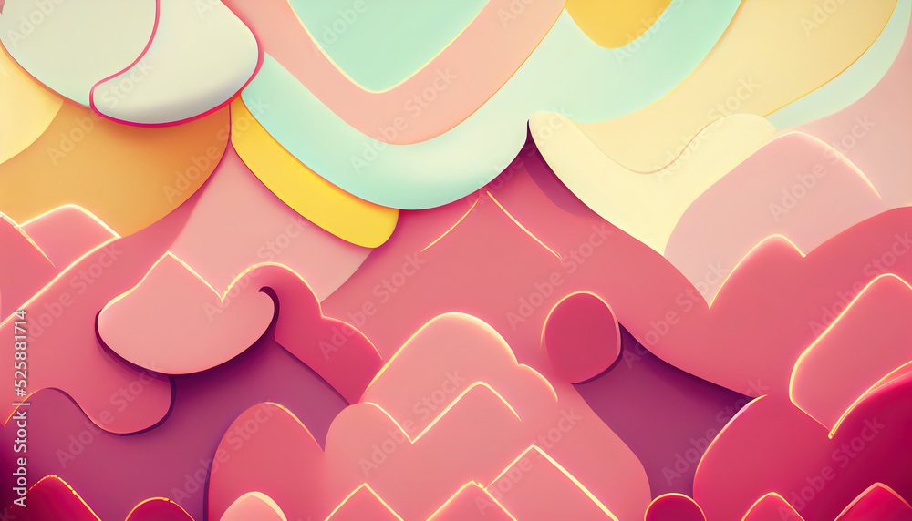 Abstract simple cartoon wallpaper. A digital painting with smooth funny ...