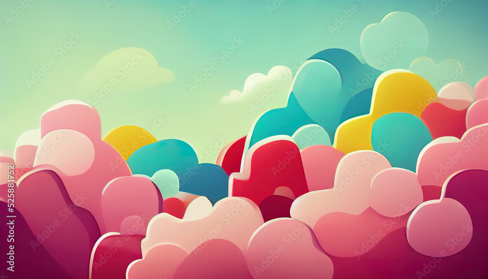 Abstract simple cartoon wallpaper. A digital painting with smooth funny ...