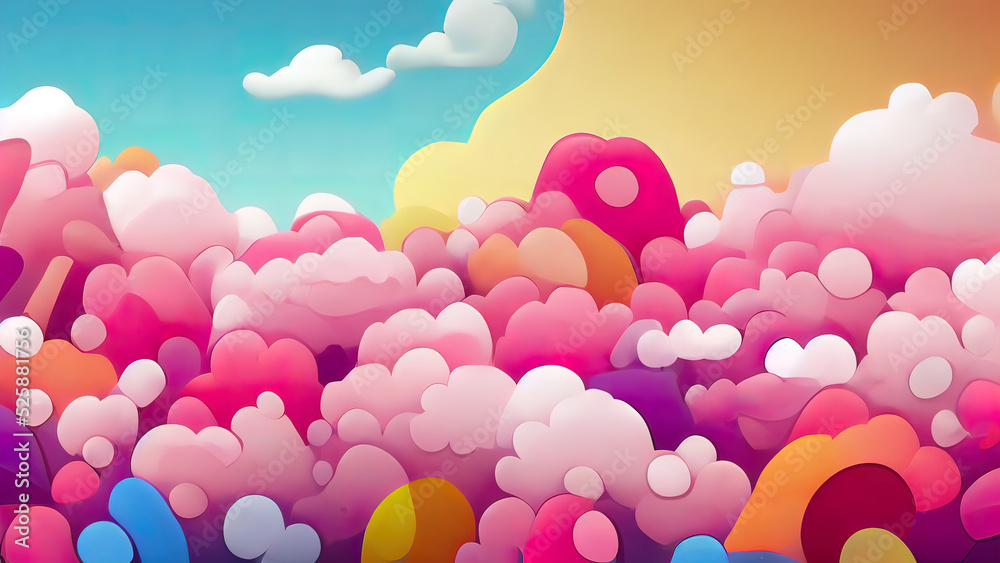 Abstract simple cartoon wallpaper. A digital painting with smooth funny ...