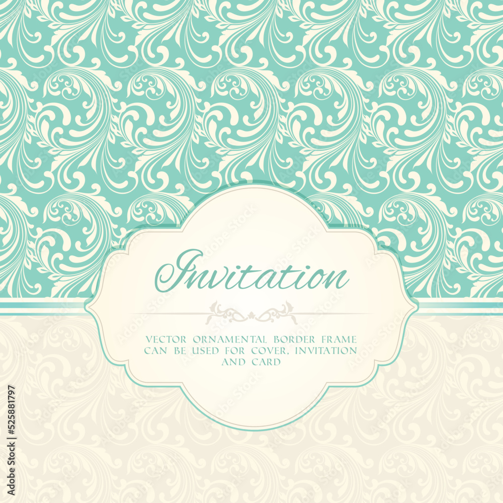 Ornamental pattern invitation card or album cover template vector ...