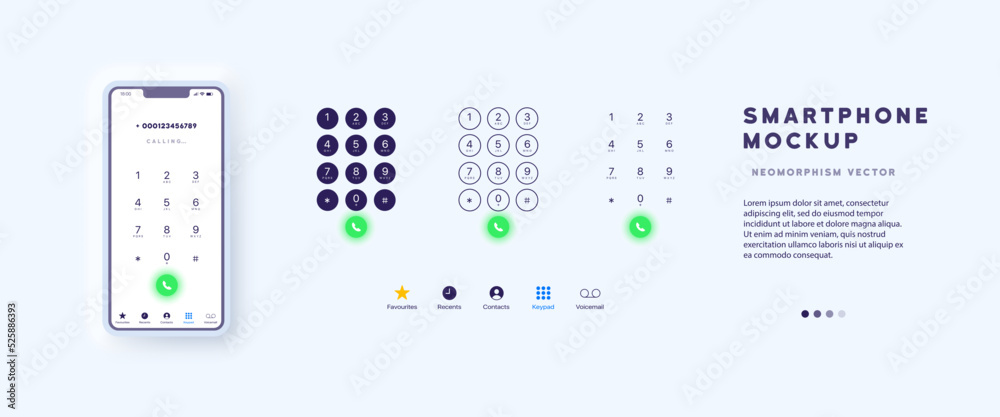 Vector illustration of Apple call. Phone dialing, numbers from 0 to 9 ...