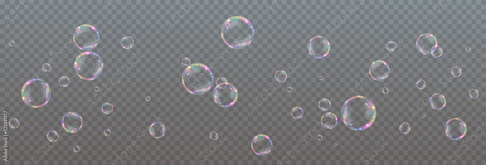 Bubble PNG. Set of realistic soap bubbles. Bubbles are located on a ...