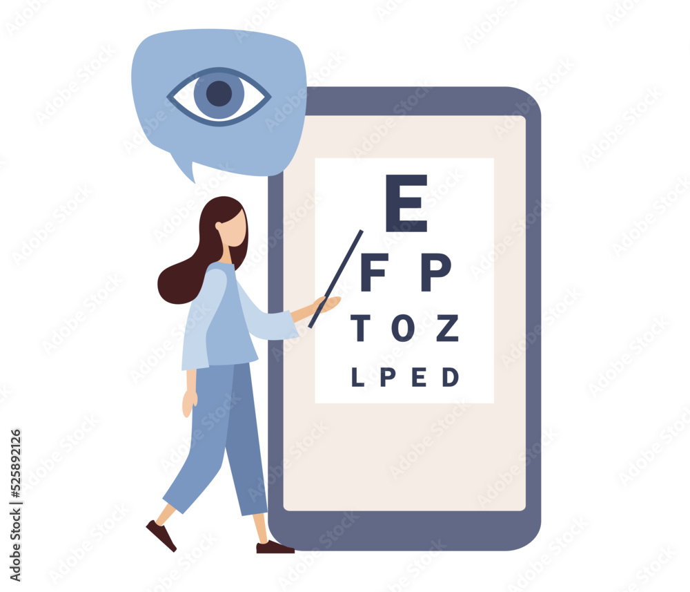 Eyes test chart on smartphone screen. Checking vision icon. Eyesight ...