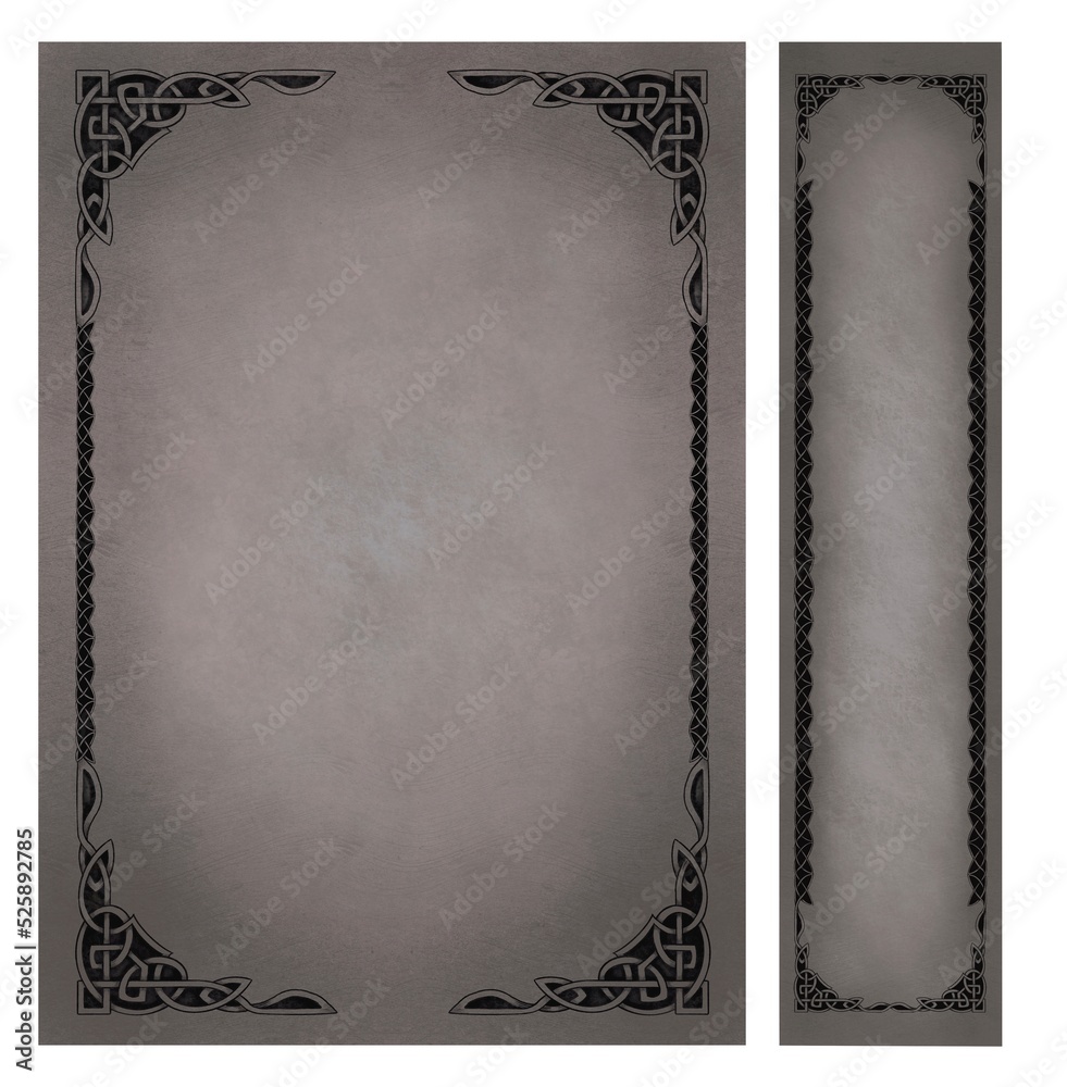 Grey antique book cover design with Celtic ornaments. Digital ...