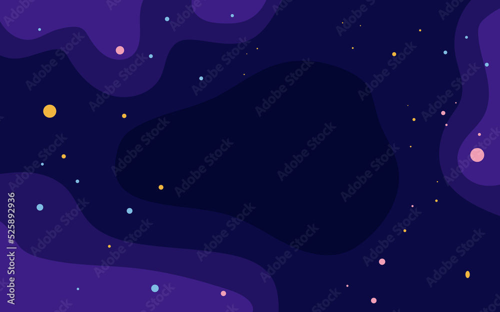 Vector space background . Cute flat style template with Stars in Outer ...
