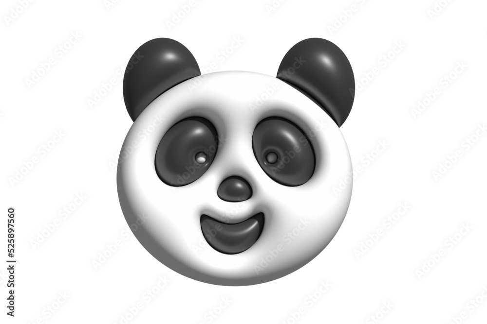 Vector cartoon panda head with 3D effect. Wild animals. Stock Vector ...