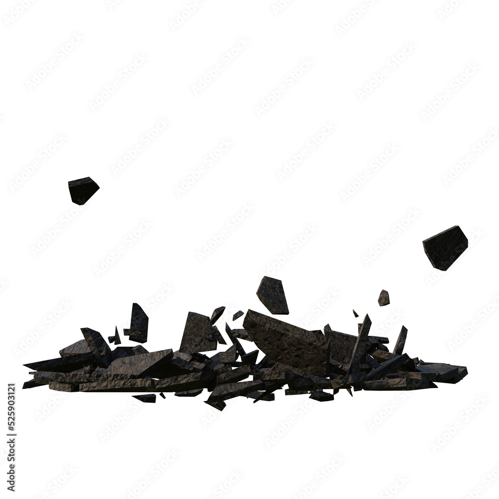 Broken Stone Debris Impact Overlay, Transparent Background PNG Stock ...