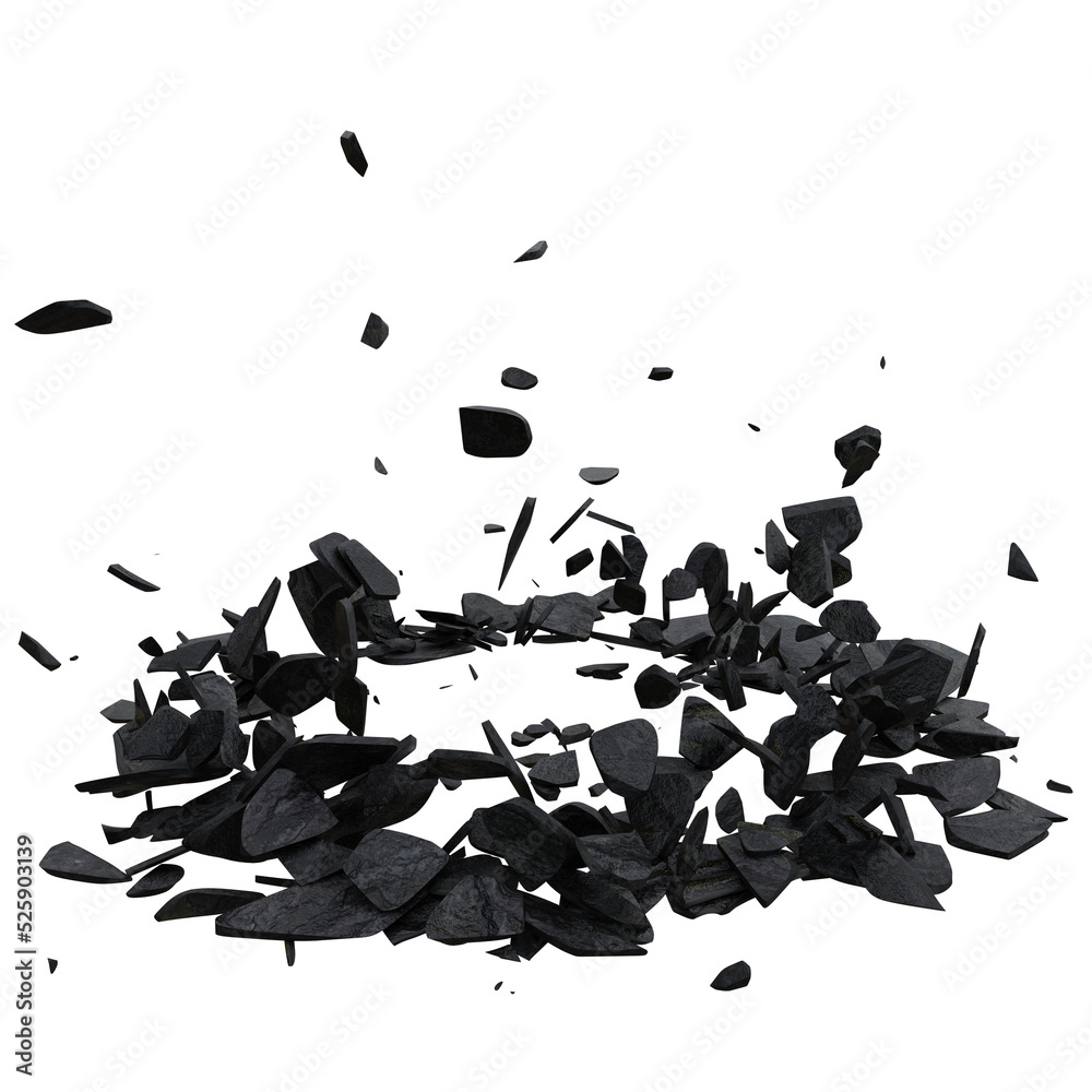 Broken Stone Debris Impact Overlay, Transparent Background PNG Stock ...