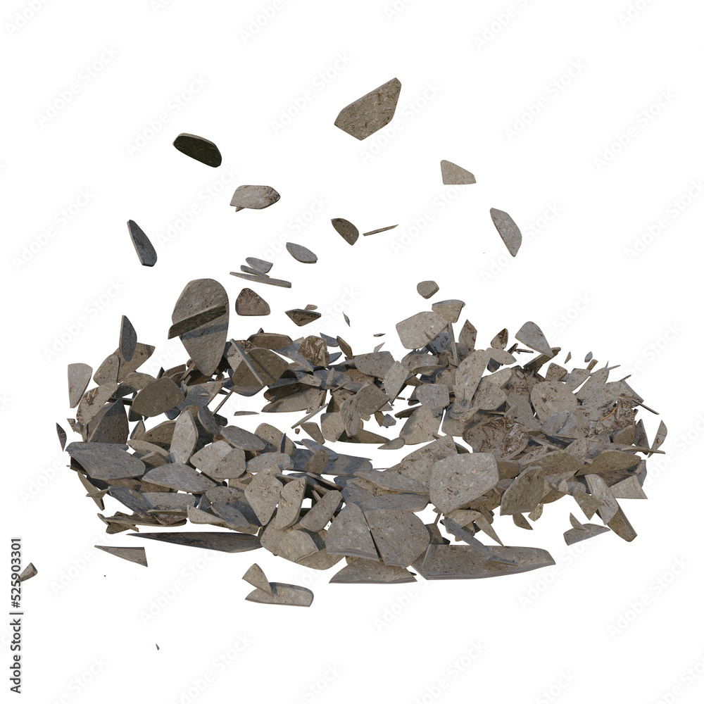 Broken Stone Debris Impact Overlay, Transparent Background PNG Stock ...