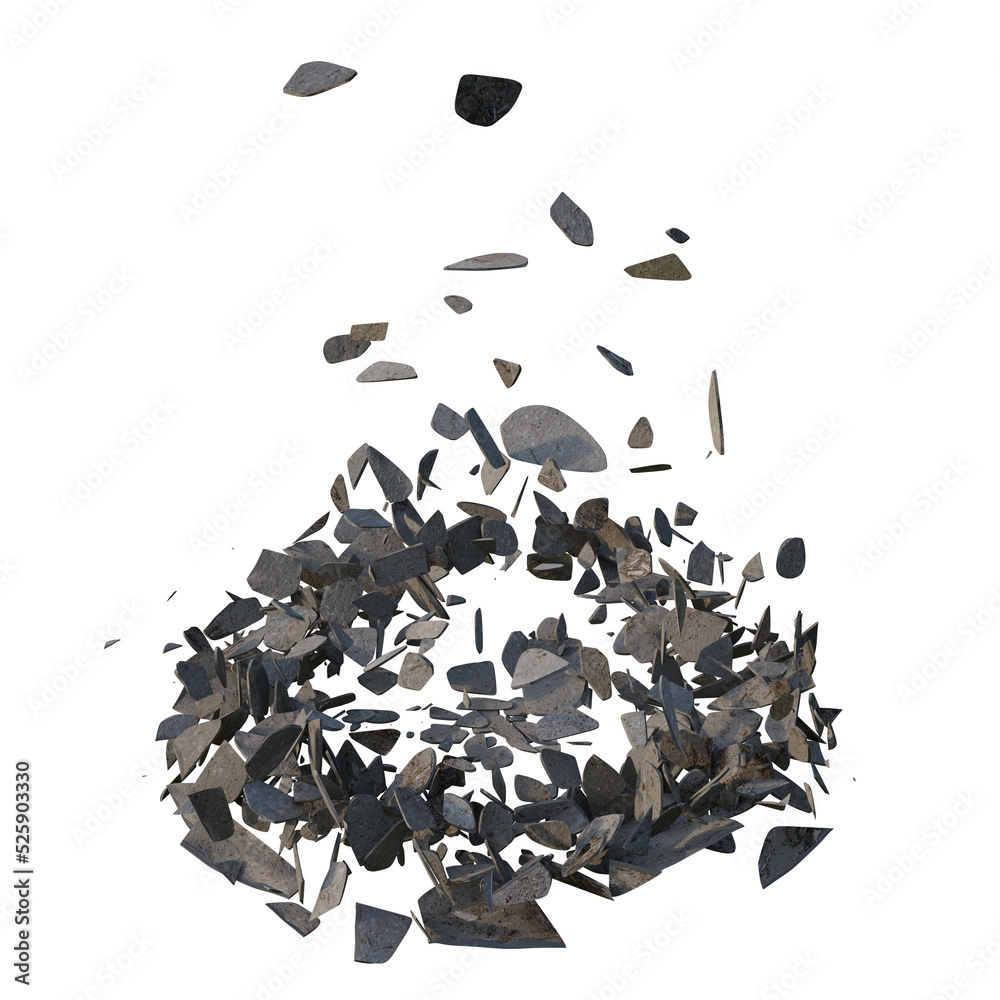 Broken Stone Debris Impact Overlay, Transparent Background PNG Stock ...