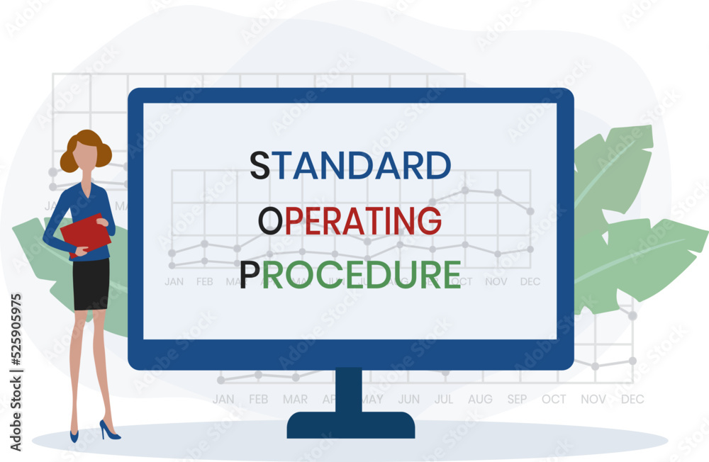 SOP, Standard Operating Procedure. Concept with keywords, letters and ...
