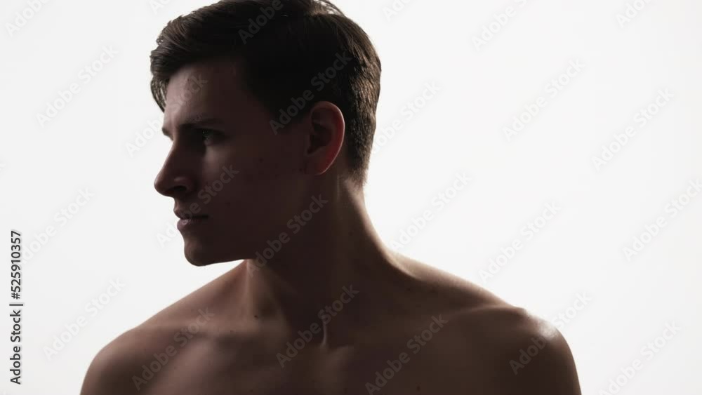 Masculine portrait. Facial skincare. Aesthetic cosmetology. Profile of ...