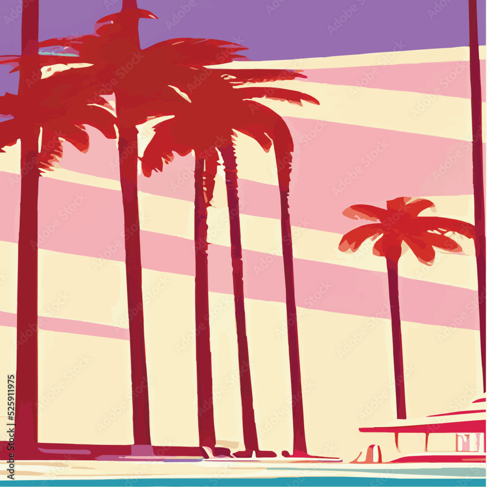 Vintage palm trees beach. Abstract background with sunny gradient. Palm ...