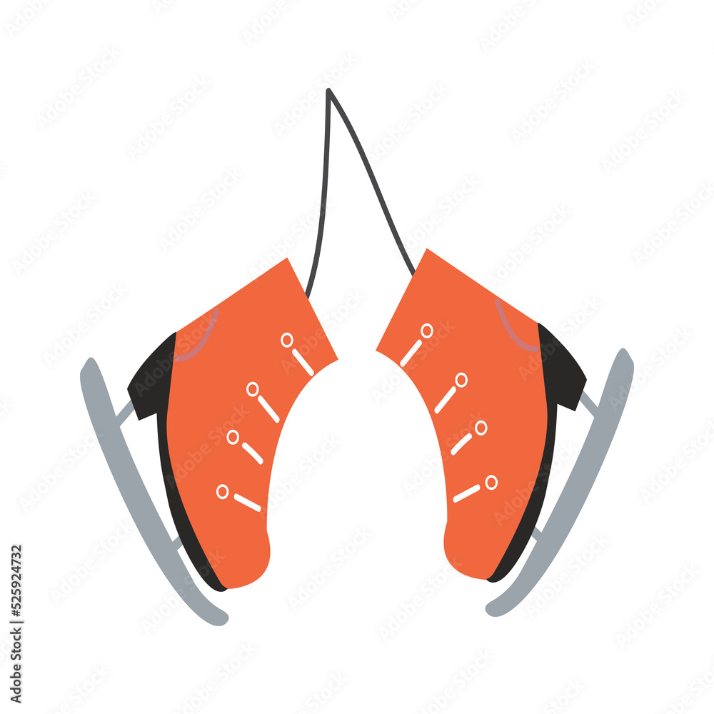 Red classic ice figure skates. Sport equipment. Side view. Vector ...
