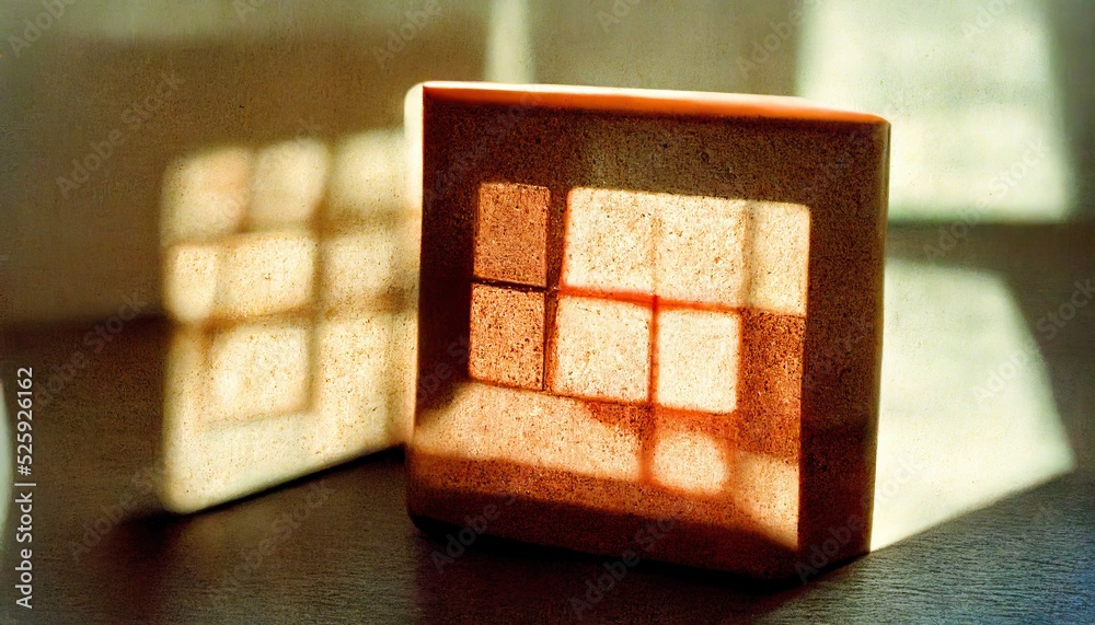 Abstract square building bricks, multi colored blocks and blurry focal ...