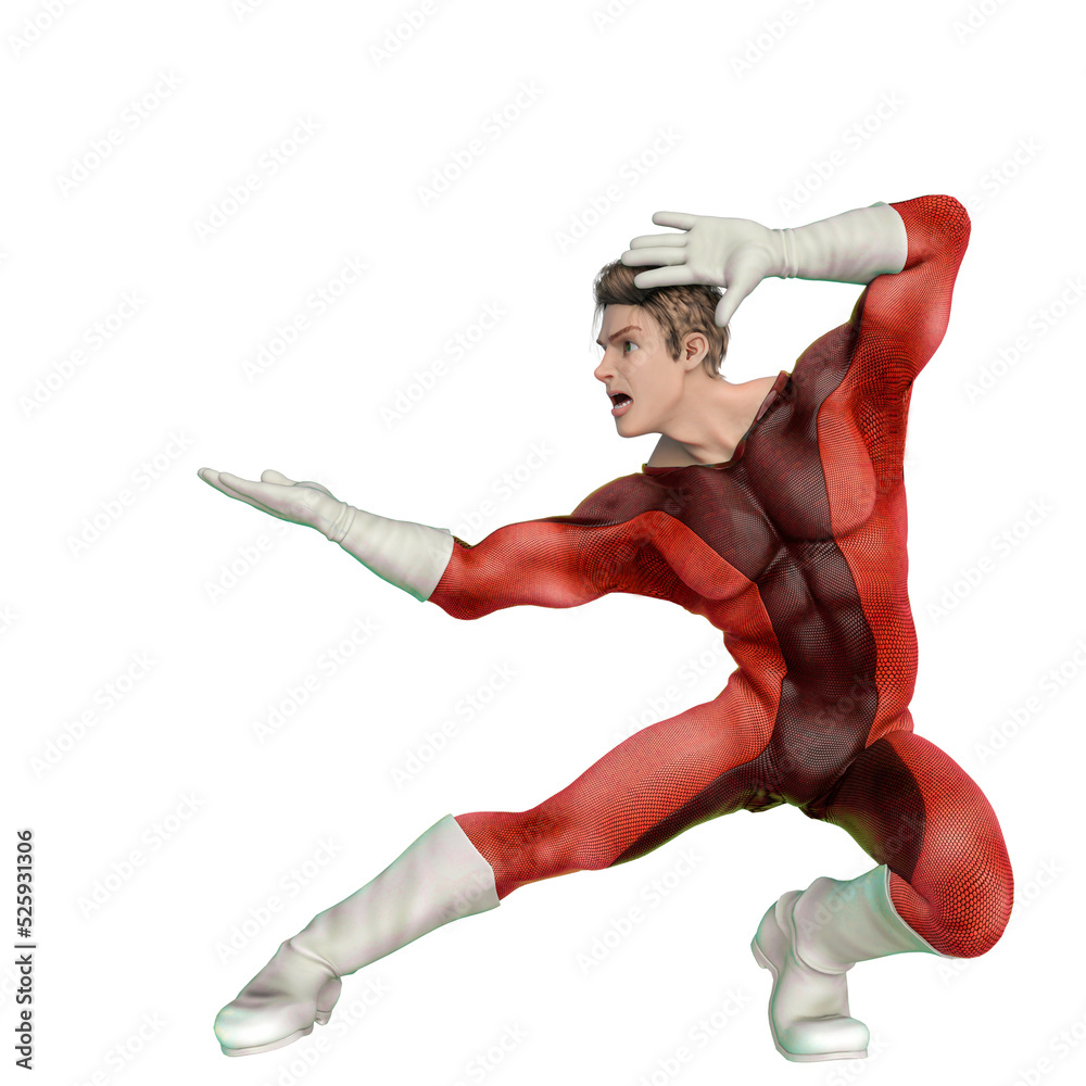 super power hero cartoon doing a kung fu fighter pose Stock ...