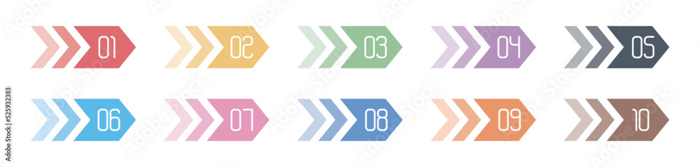 Number Info-graphic Bullet points 1 to 10 Vector, Arrow Shape numbers ...