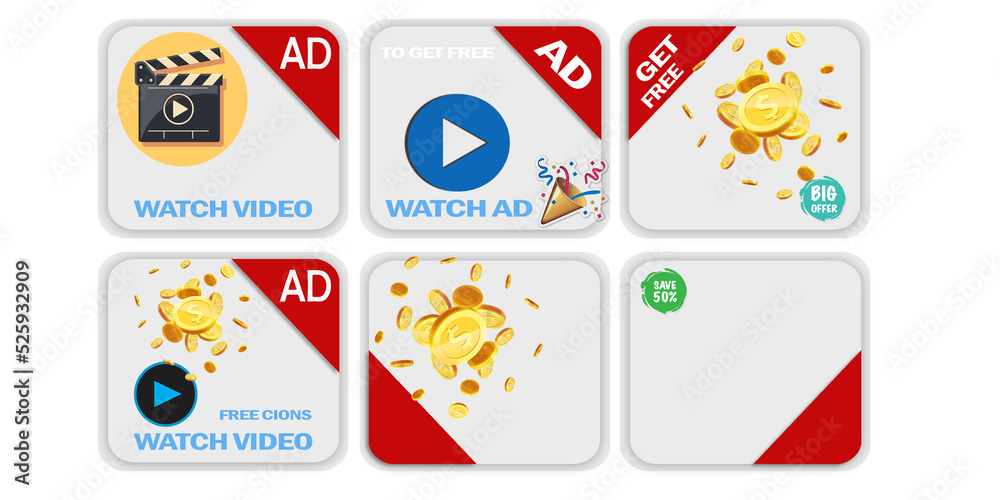 watch ads template designs of banner ad Stock Illustration | Adobe Stock