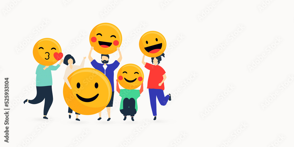 emojis icon set with feelings reactions faces of cartoon characters ...
