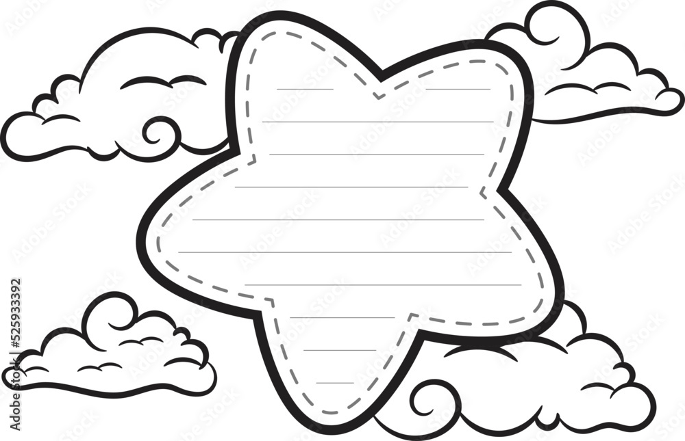 sticky star note letter for writing sketch for coloring Stock Vector ...
