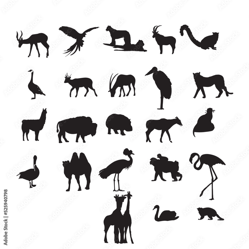 animals silhouettes collection, The big set of forest vector animals ...