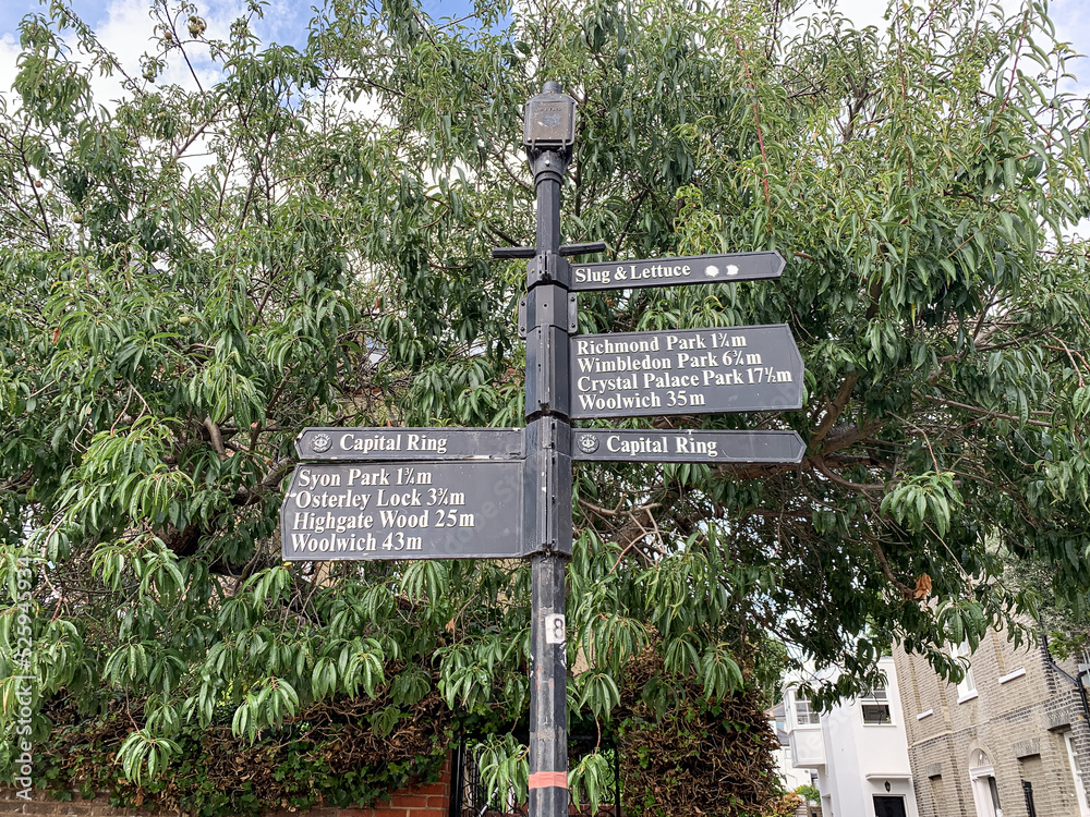 Directional signs and distance to numerous tourist attractions from ...