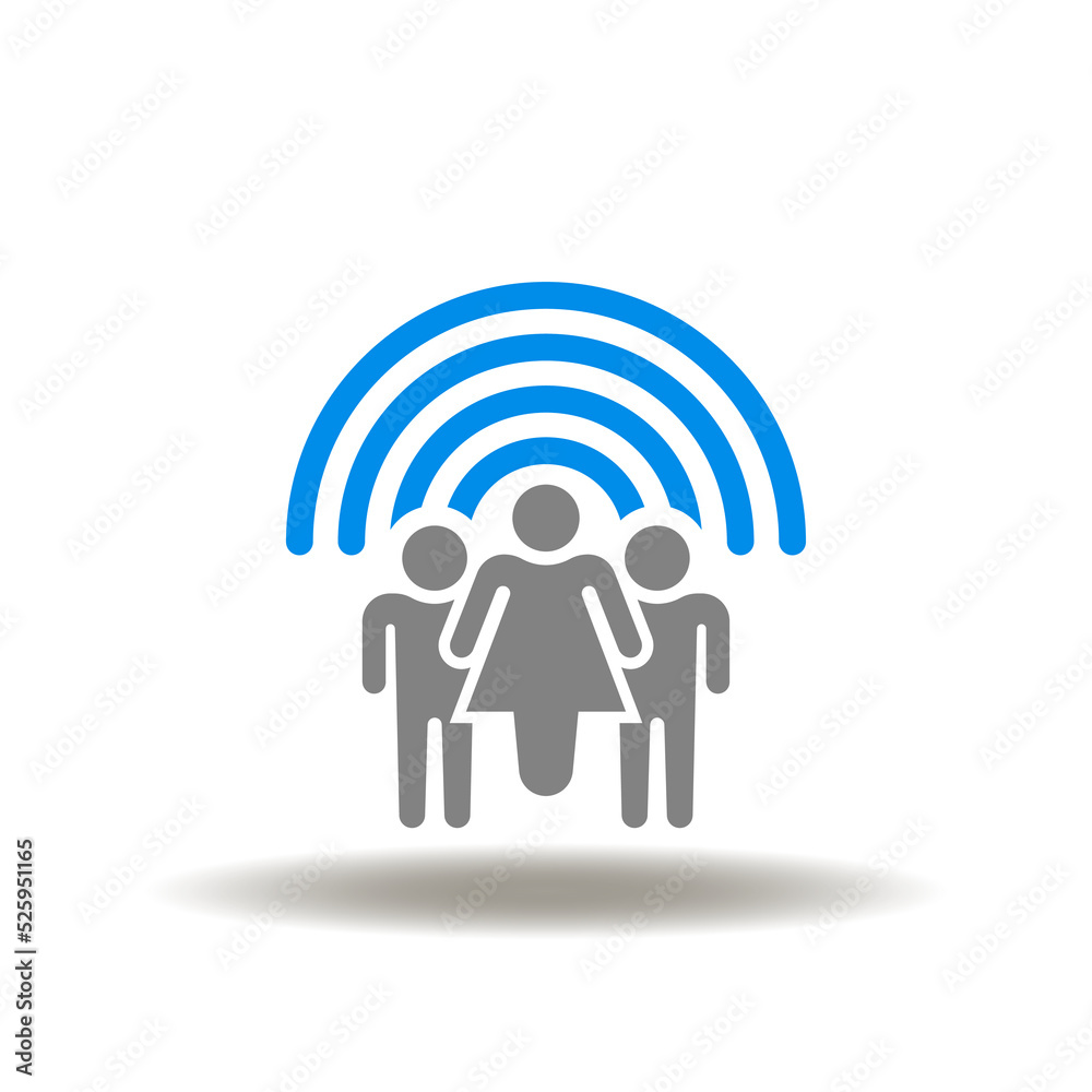 Vector illustration of human group and rainbow. Icon of DEI Diversity ...